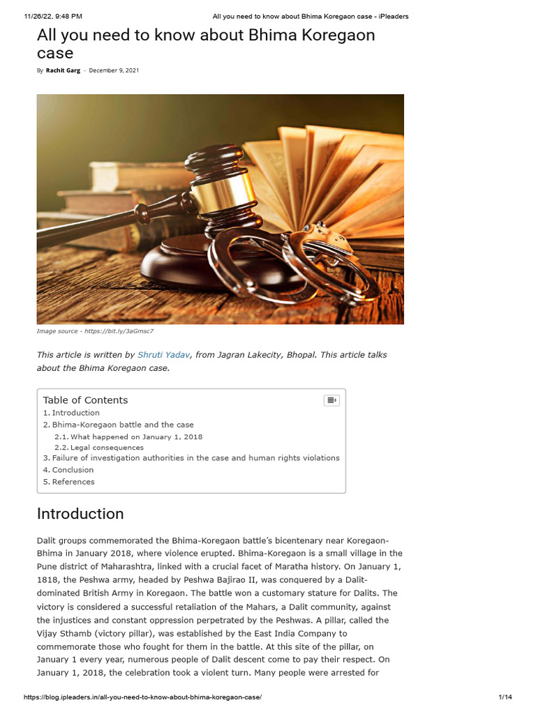 Bhima Koregaon Case - IPleaders | PDF