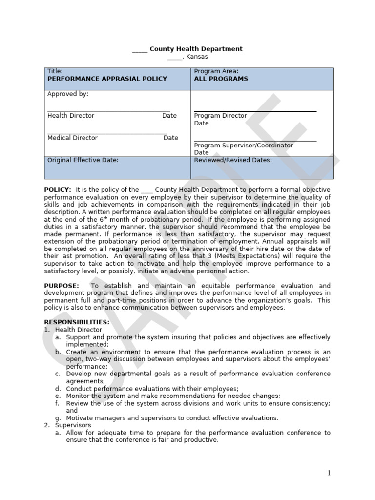 Performance Appraisal Policy | PDF | Performance Appraisal | Employment