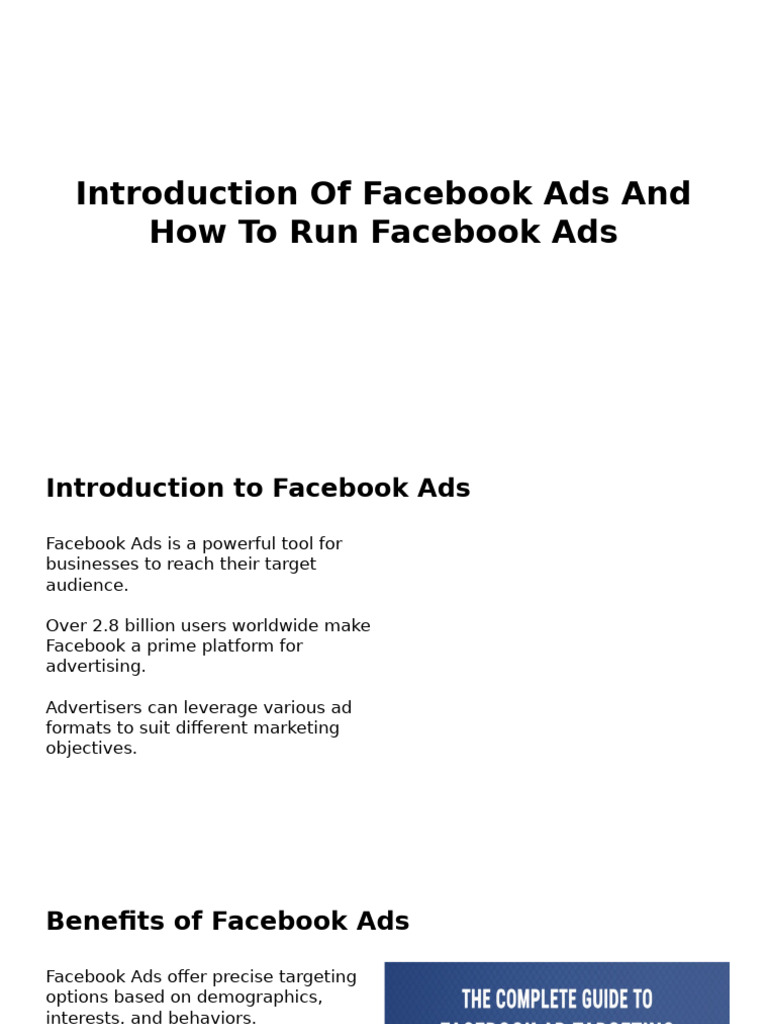 Introduction of Facebook Ads and How To Run Facebook Ads | PDF ...
