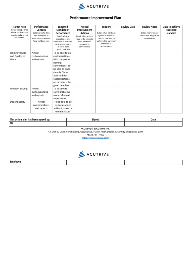 Performance Improvement Plan | PDF | Computers | Technology & Engineering