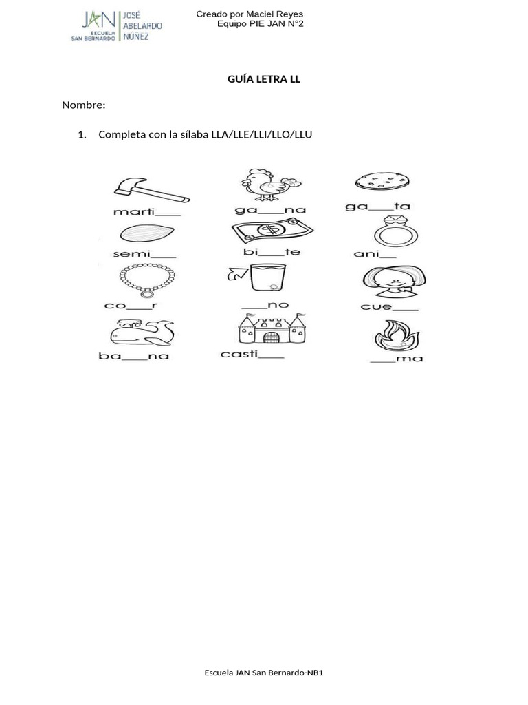 Guía Consonante LL | PDF