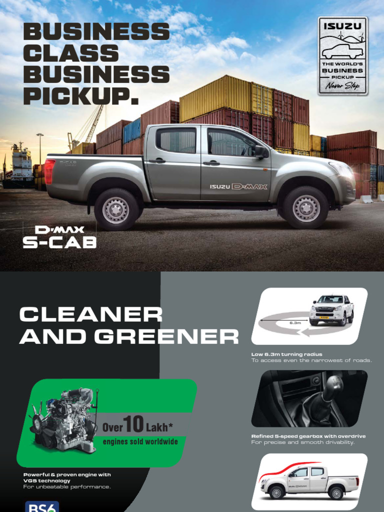 Isuzu D-Max S-Cab: Features & Specs | PDF | Brake | Steering