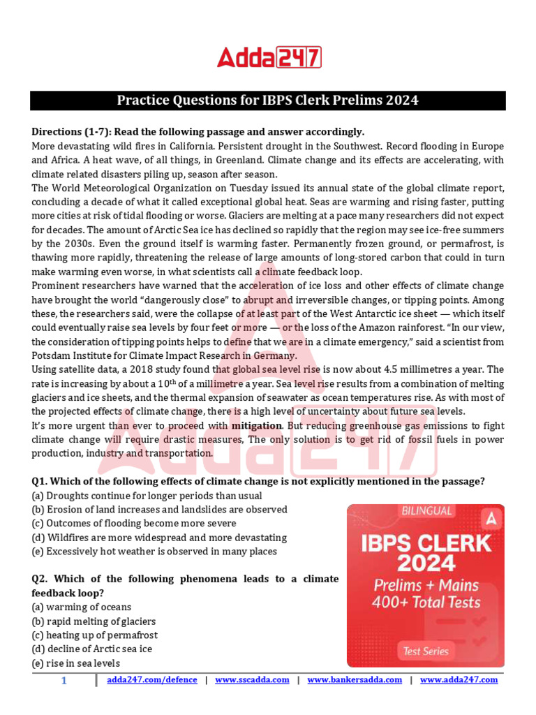 A Pratice Make Perfect Bank Exam | PDF | Climate Change | Earth Sciences