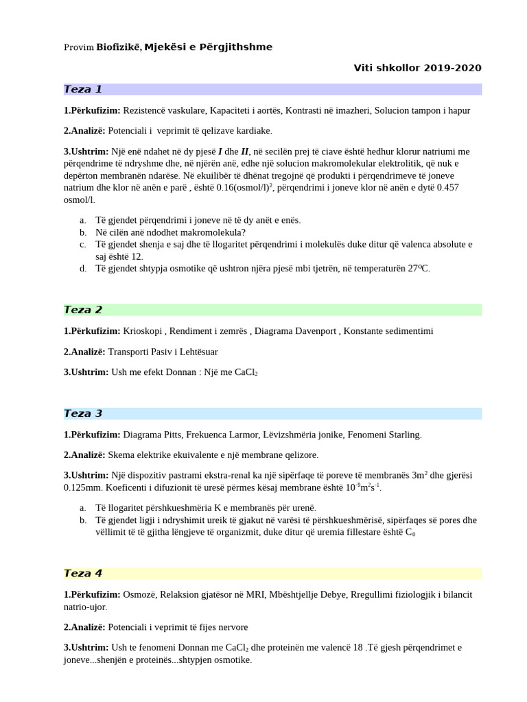 Provimi-Biofizikë | PDF