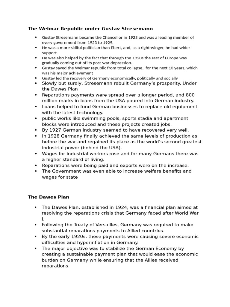 The Weimar Republic Under Gustav Stresemann | PDF | Weimar Republic ...