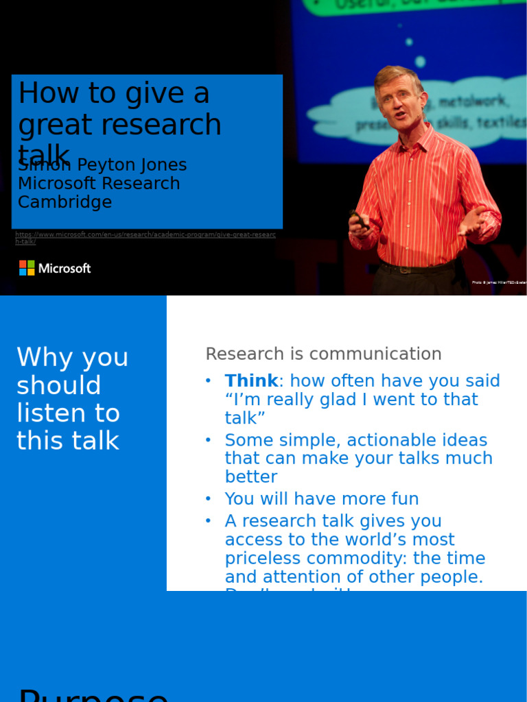 Mastering Research Talks by Simon Peyton Jones | PDF | Career & Growth