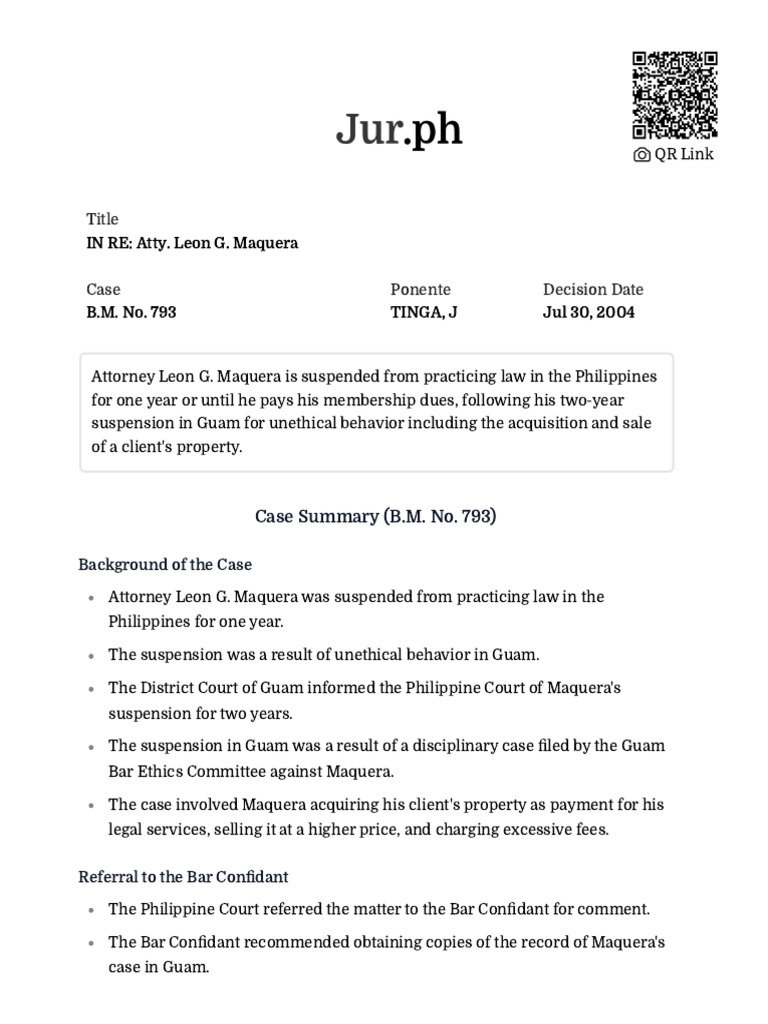 Atty. Maquera Suspended for Ethics Violations | PDF | Disbarment ...