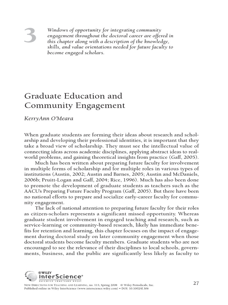 Reading #2-Graduate Education and Community Engagement | PDF | Service ...