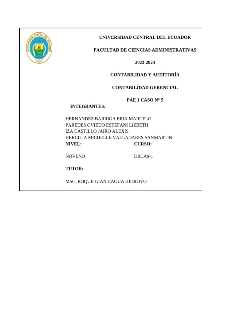 Caso #5 Grupo | PDF | Ciencias económicas | Dinero