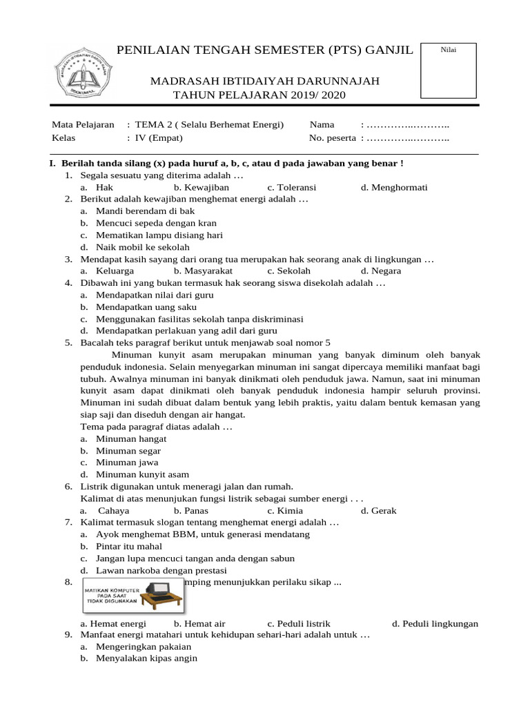 Soal Pts Tema 2 Kelas 4 | PDF