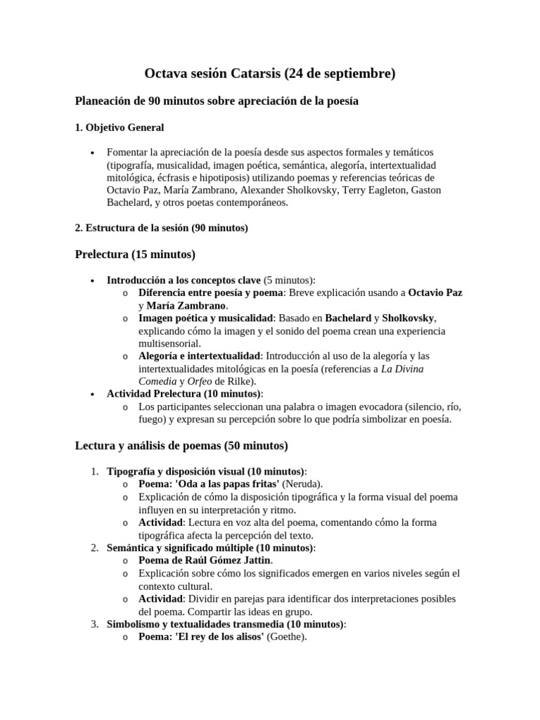 Octava Sesión Catarsis | PDF | Poesía