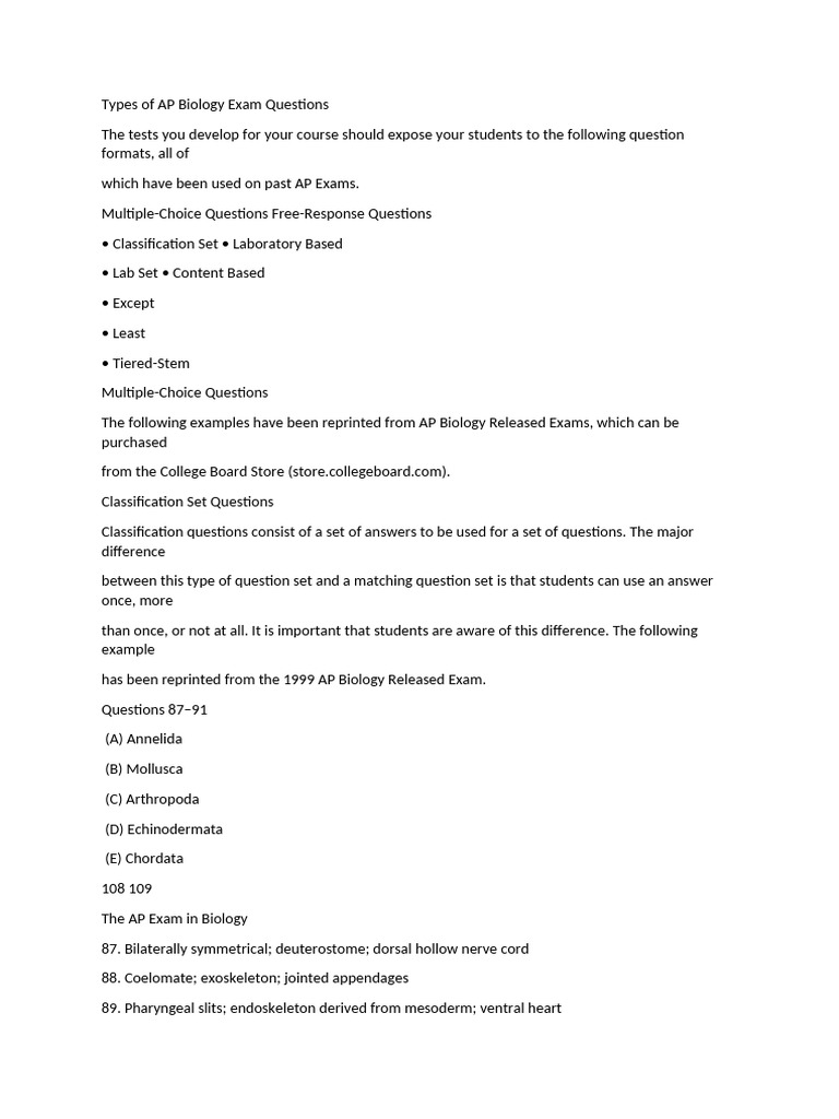 Types of AP Biology Exam Questions | PDF | Enzyme | Photosynthesis