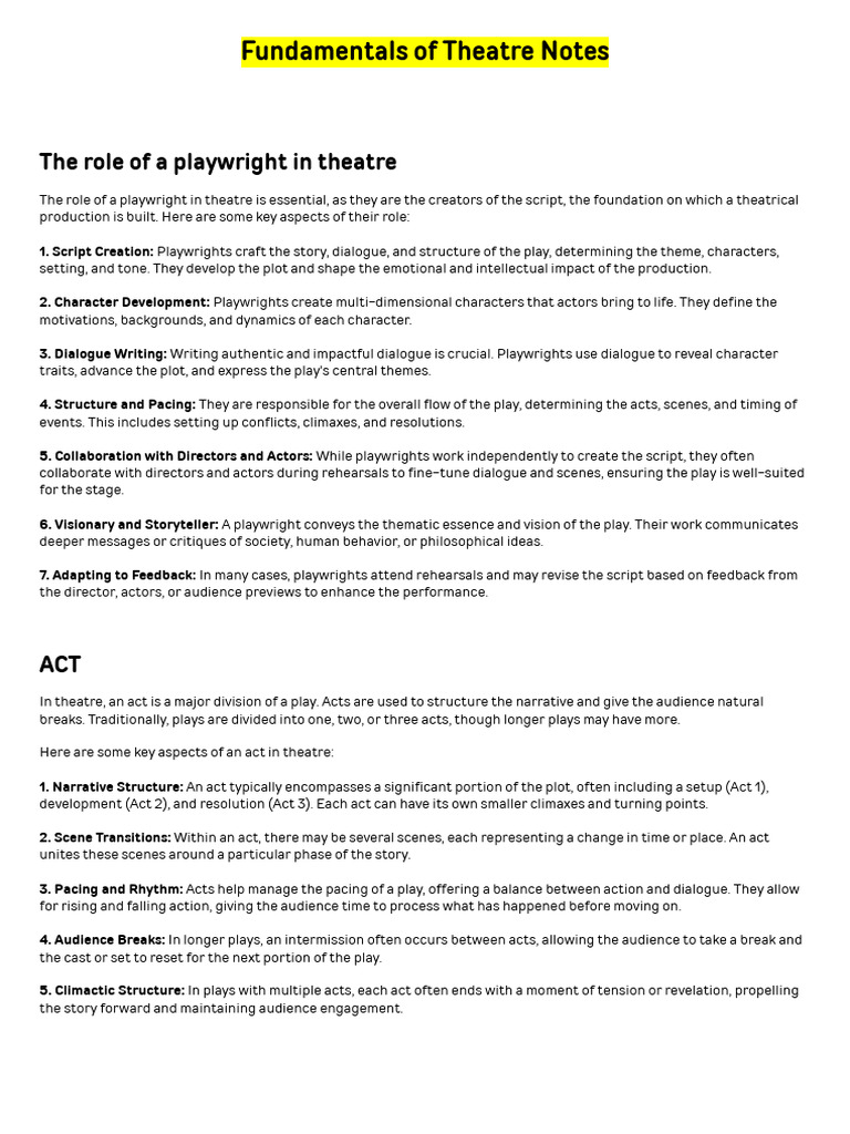Fundamentals of Theatre Notes.docx 20241009 110740 0000 | PDF | Play ...