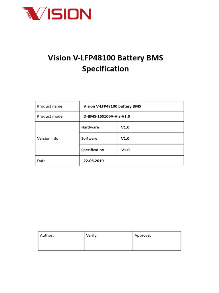 V-LFP48100 BMS Specifications | PDF | Mosfet | Electromagnetism