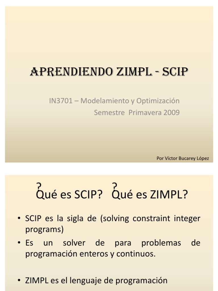 Aprendiendo ZIMPL - SCIP | PDF