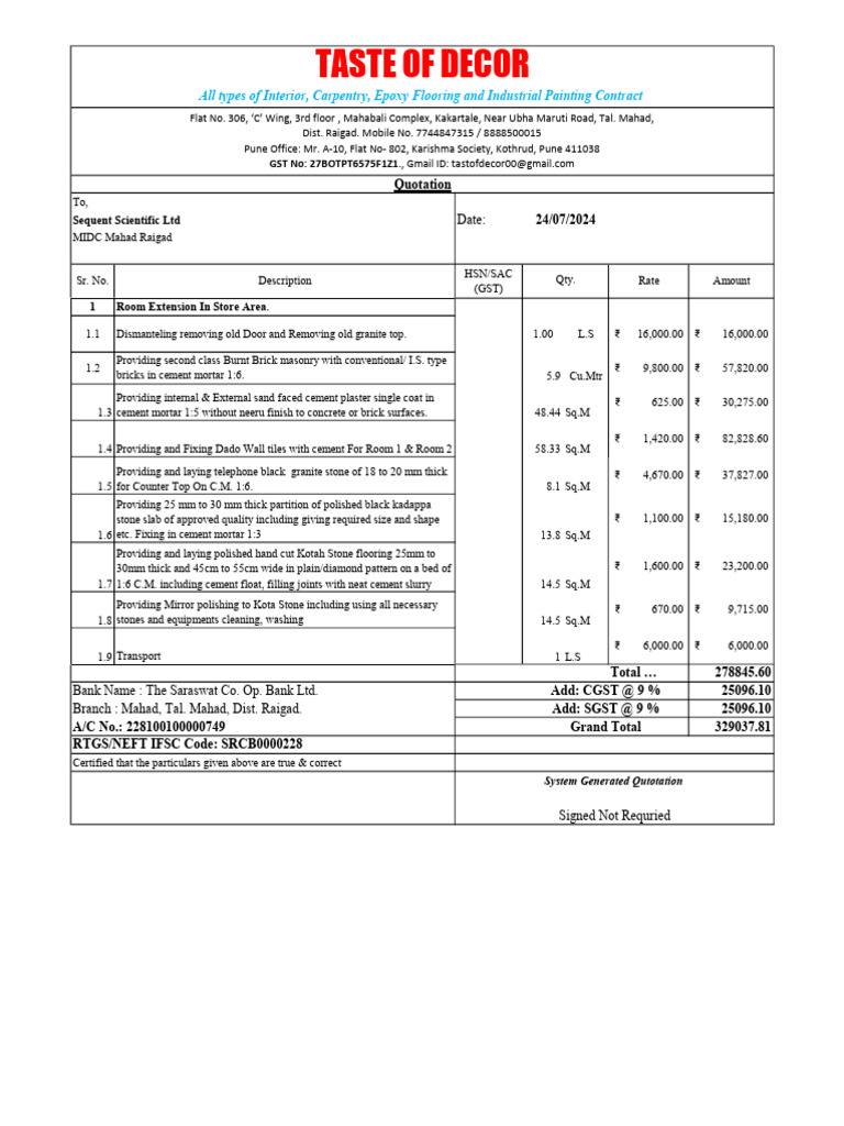 Sequent Quotation Room extension | PDF | Building Materials | Materials