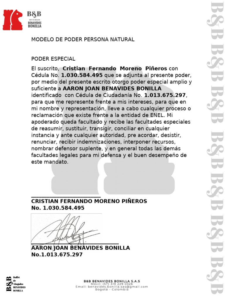 Poder Especial para Representación Legal | PDF | Derecho