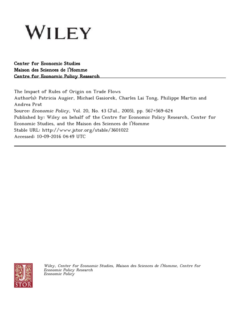 The Impact of Rules of Origin On Trade Flows | PDF | Trade ...