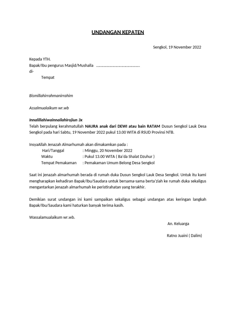 Undangan Kepaten | PDF