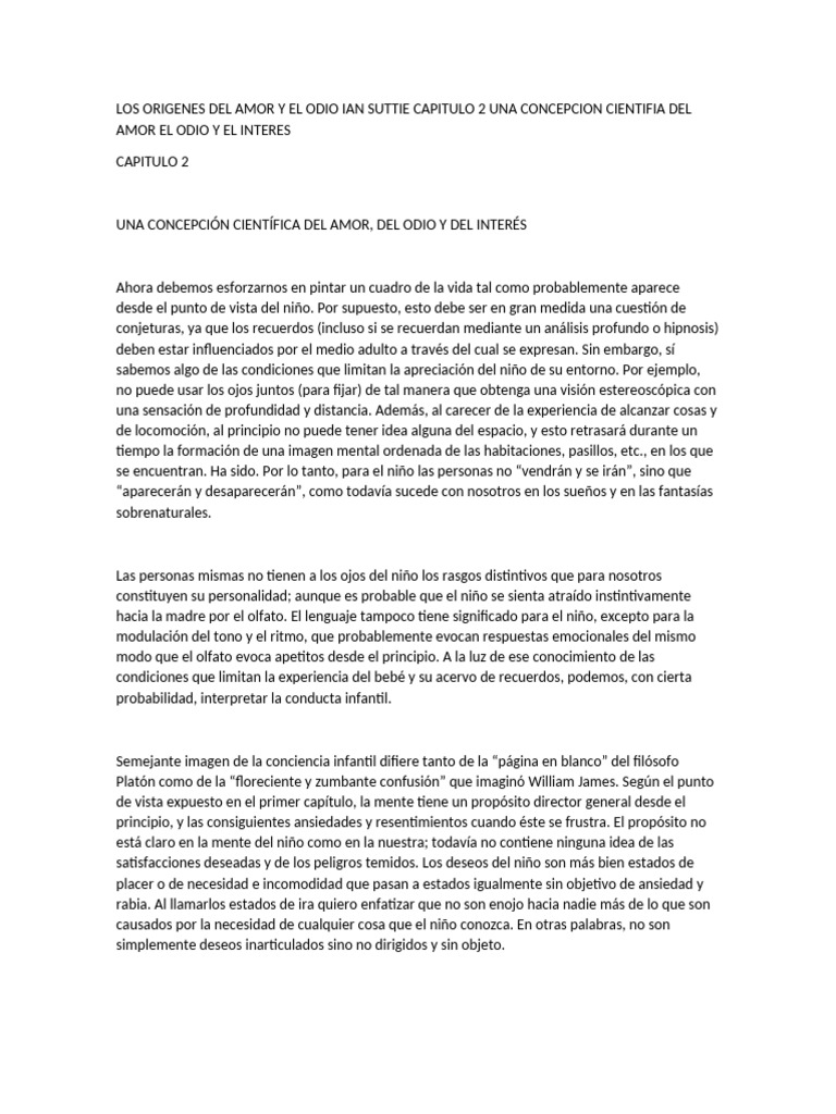 Los Origenes Del Amor y El Odio Ian Suttie Capitulo 2 Una Concepcion ...
