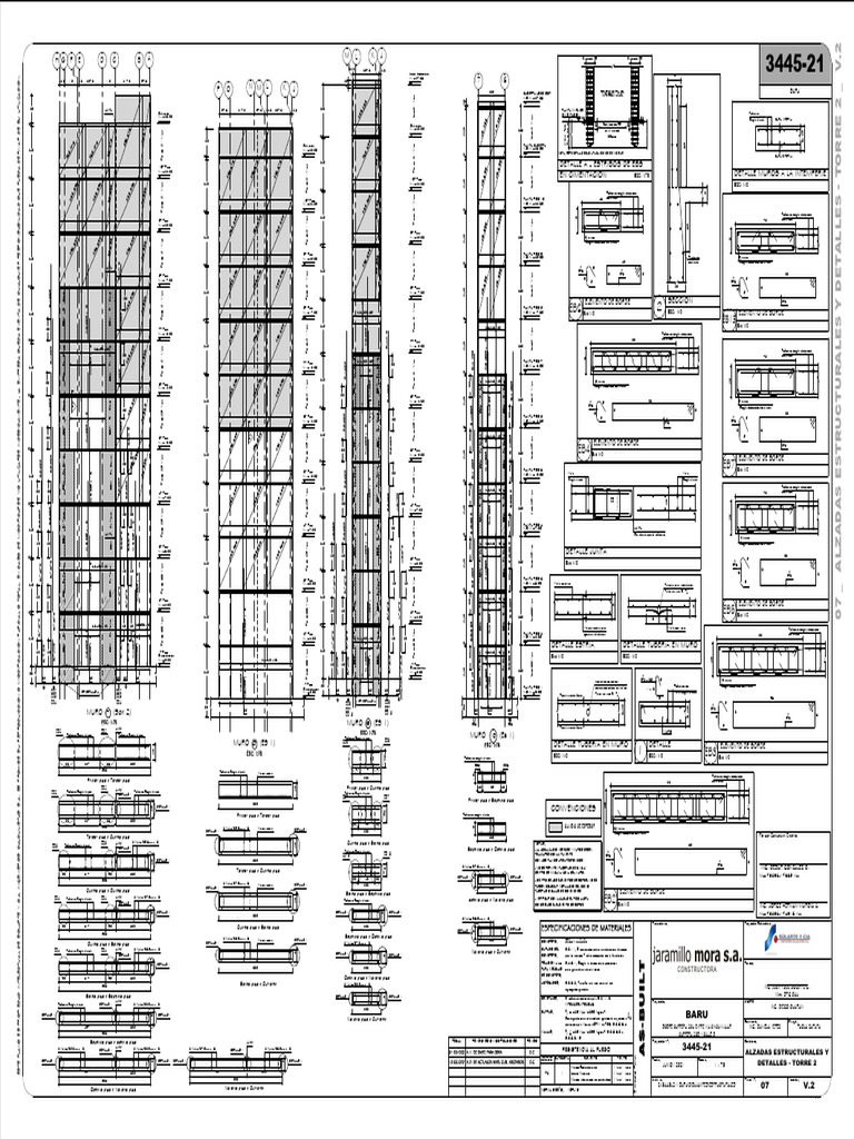Torre 2 - EST - Plano - 07 - ALZADAS ESTRUCTURALES Y DETALLES - TORRE 2 | PDF | Ingeniería ...