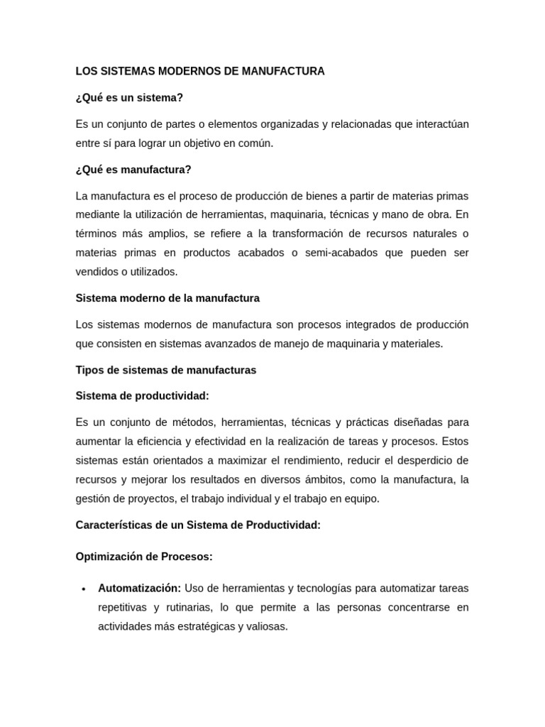 Los Sistemas Modernos de Manufactura | PDF | Lean Manufacturing | Ingeniería