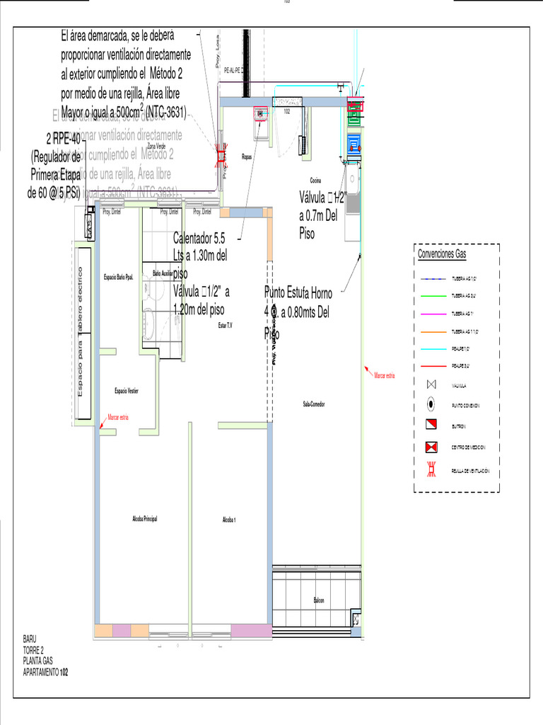 Torre 2 - GAS - Plano - MP-02 - APTO 102 | PDF | Electrodoméstico