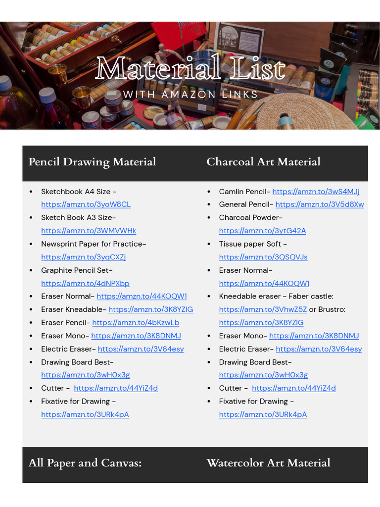 Art Material List | PDF | Drawing | Pencil