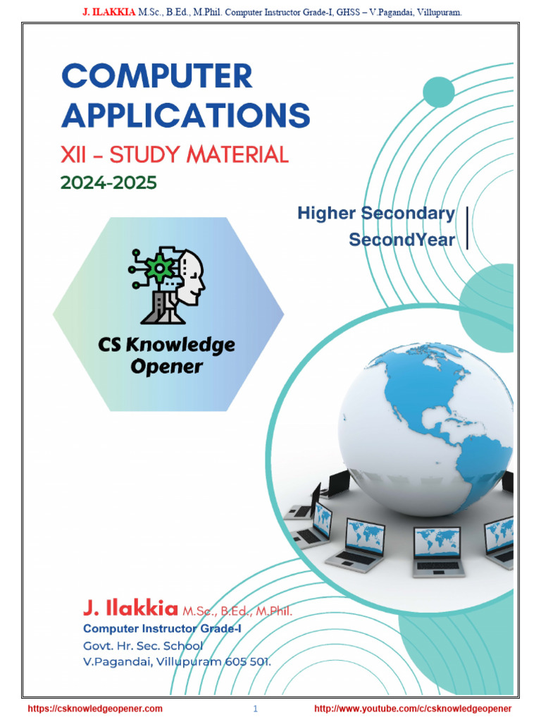 Computer Applications Study Guide XII | PDF | Databases | Relational ...