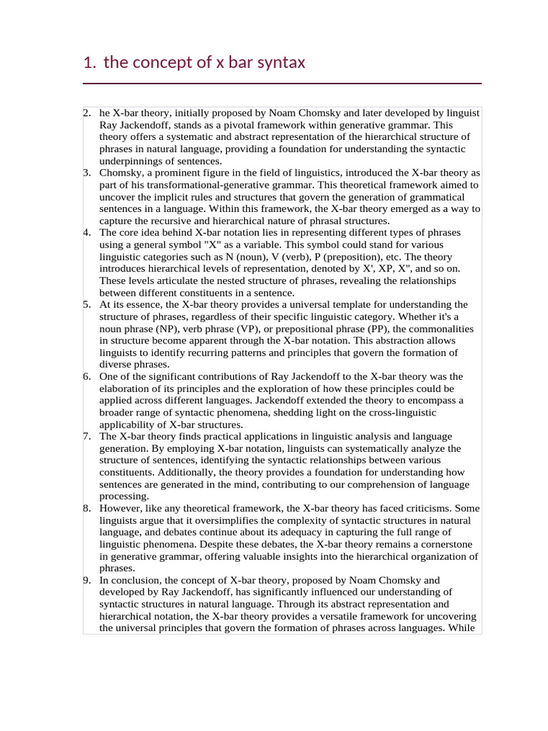 x Bar Syntax | PDF | Phrase | Syntax