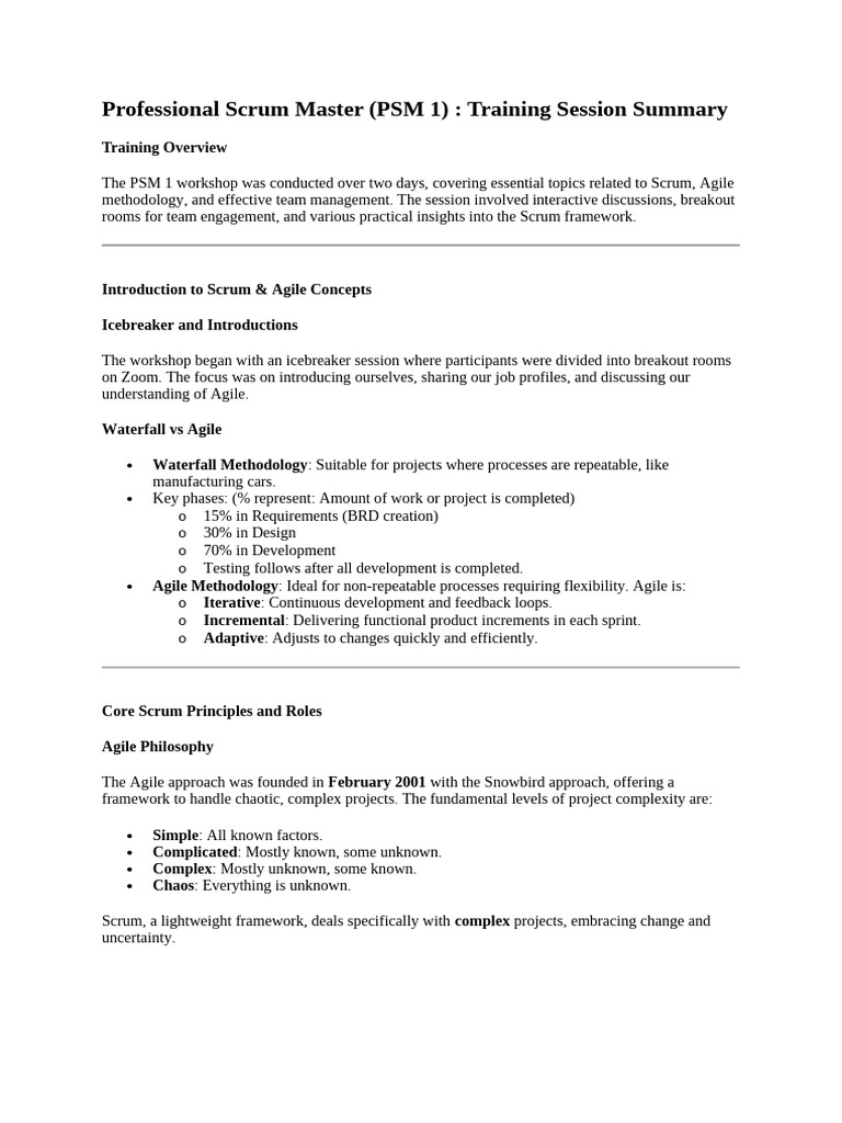 Training Overview | PDF | Scrum (Software Development) | Agile Software ...
