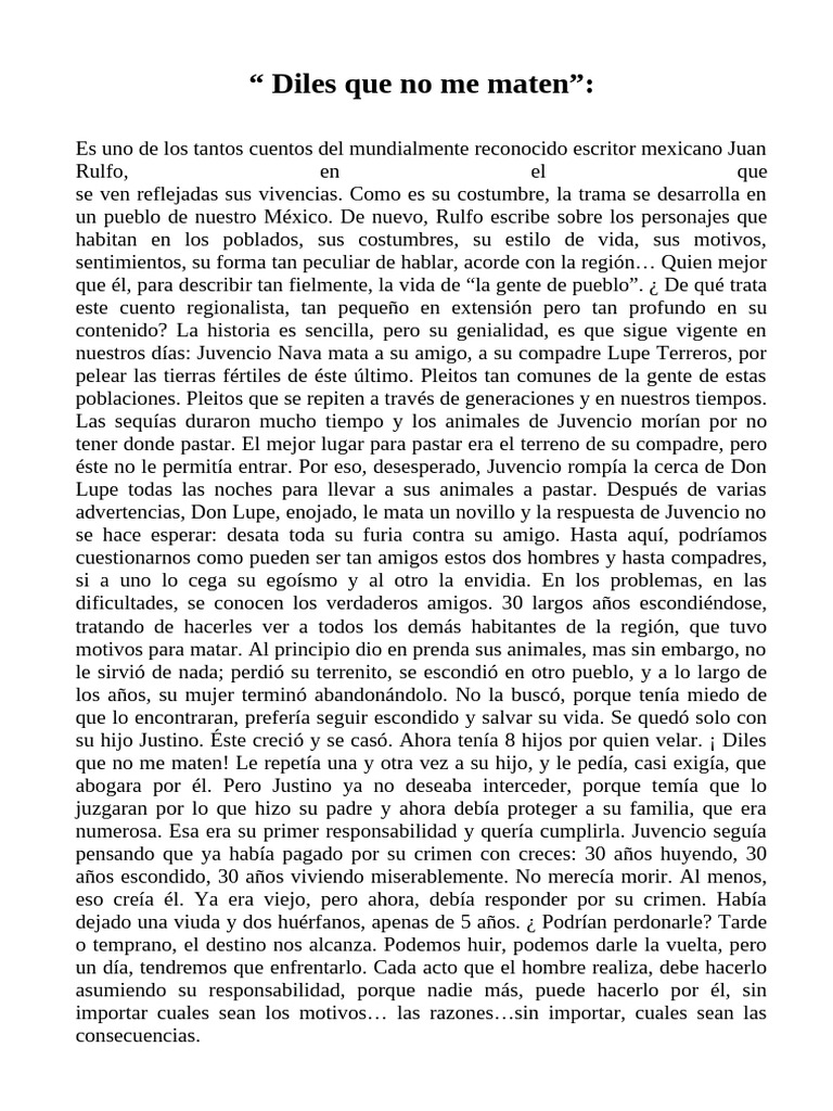 Resumen Libro - Diles Que No Me Maten | PDF