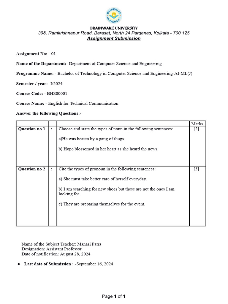 1735 - English Assignment BCSE AIML J | PDF