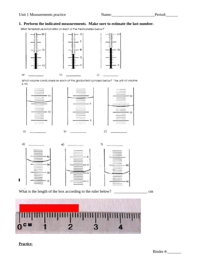 WS 4 - Measurement Practice | PDF | Home & Garden | Computers