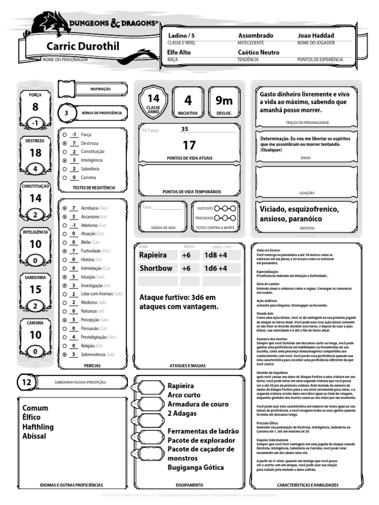 Ficha de Personagem (Automática) | PDF