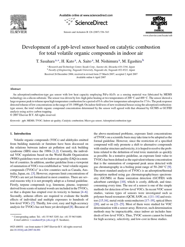 Development of A Ppb-Level Sensor Based On Catalytic Combustion For ...