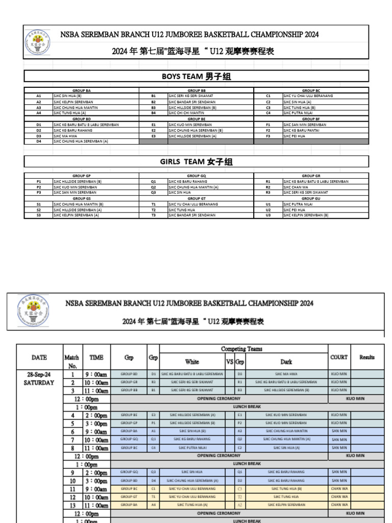 NSABA - U12 - Schedule - FINAL | PDF