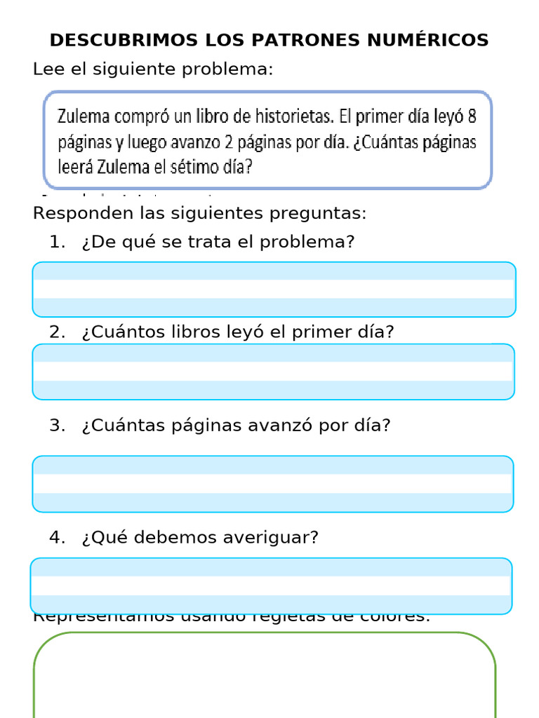 Ficha DESCUBRIMOS LOS PATRONES NUMÉRICOS | PDF