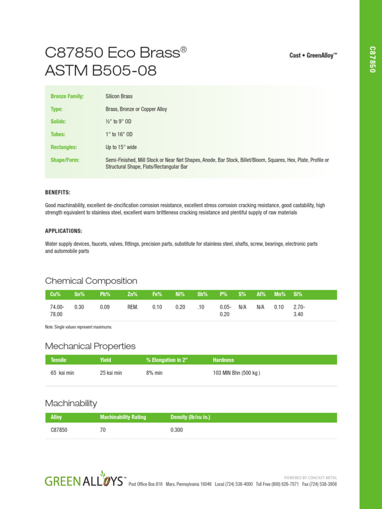 ASTM B505-08 | PDF | Brass | Bronze