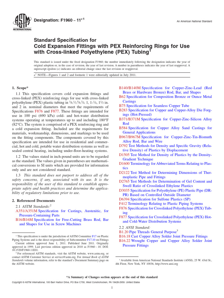 Astm F1960 | PDF | Pipe (Fluid Conveyance) | Distillation