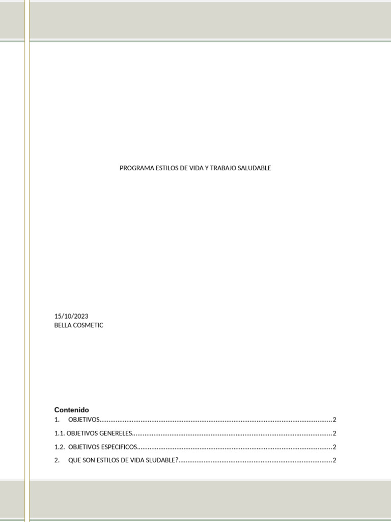 PRG-SST-002-V001 Programa Estilos de Vida Saludable | PDF | Dormir