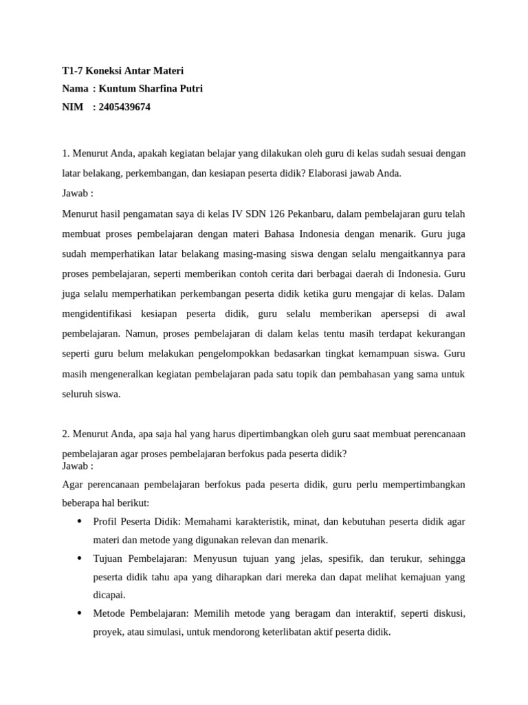 T1-7 Koneksi Antar Materi | PDF