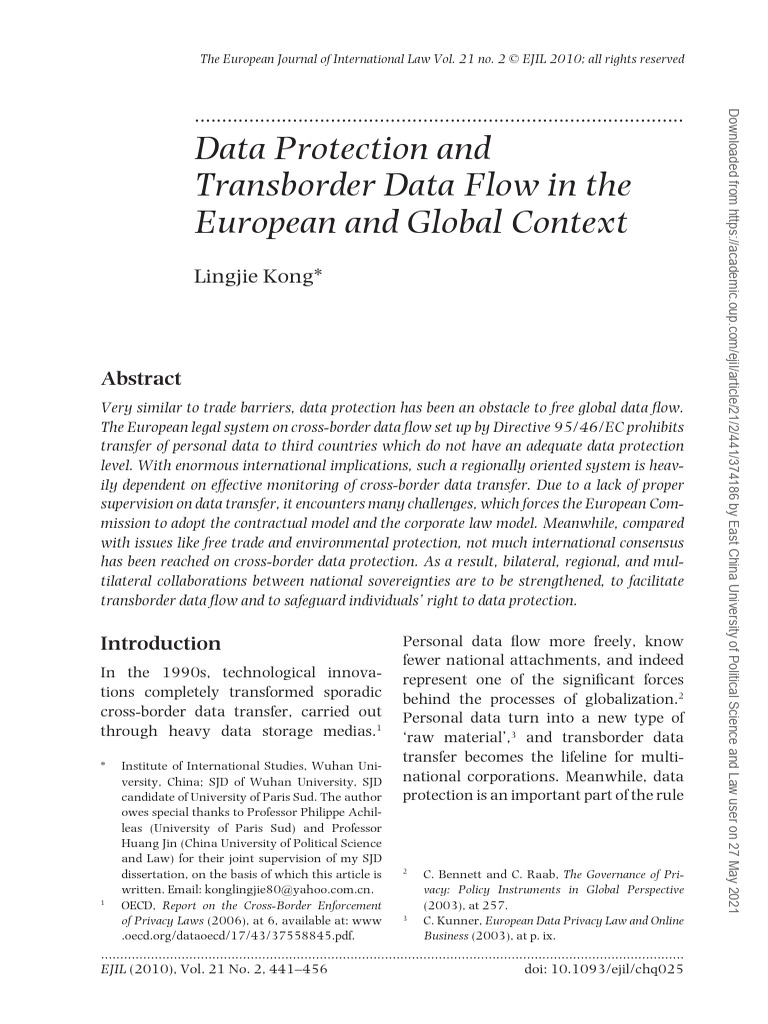 L.kong-Data Protection and Transborder Data Flow in The European and ...
