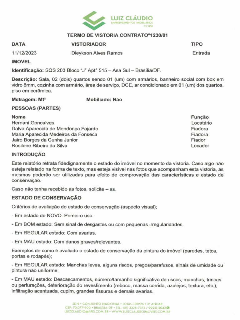 Marcelo TERMO de VISTORIA CORRIGIDO Assinado Assinado Assinado Assinado | PDF