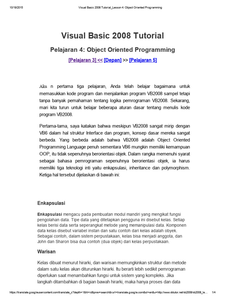 Visual Basic 2008 Tutorial_Lesson 4_ Object Oriented Programming | PDF Visual Basic 2008 Tutorial_Lesson 4_ Object Oriented Programming | PDF