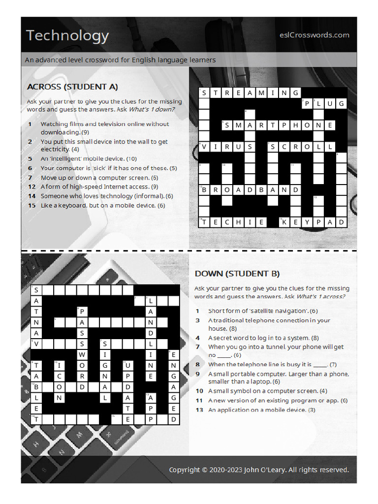 Tech Crossword Puzzle Guide | PDF
