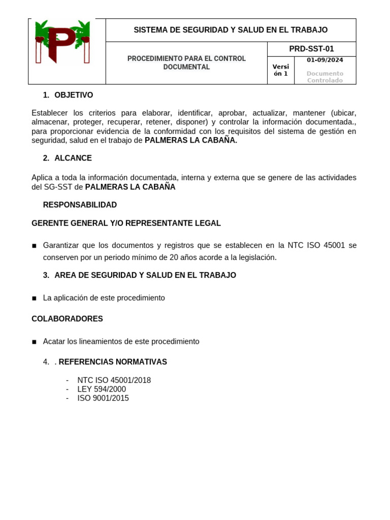 PRD-SST-01 PROCEDIMIENTO PARA EL CONTROL DOCUMENTAL | PDF | Business | Información