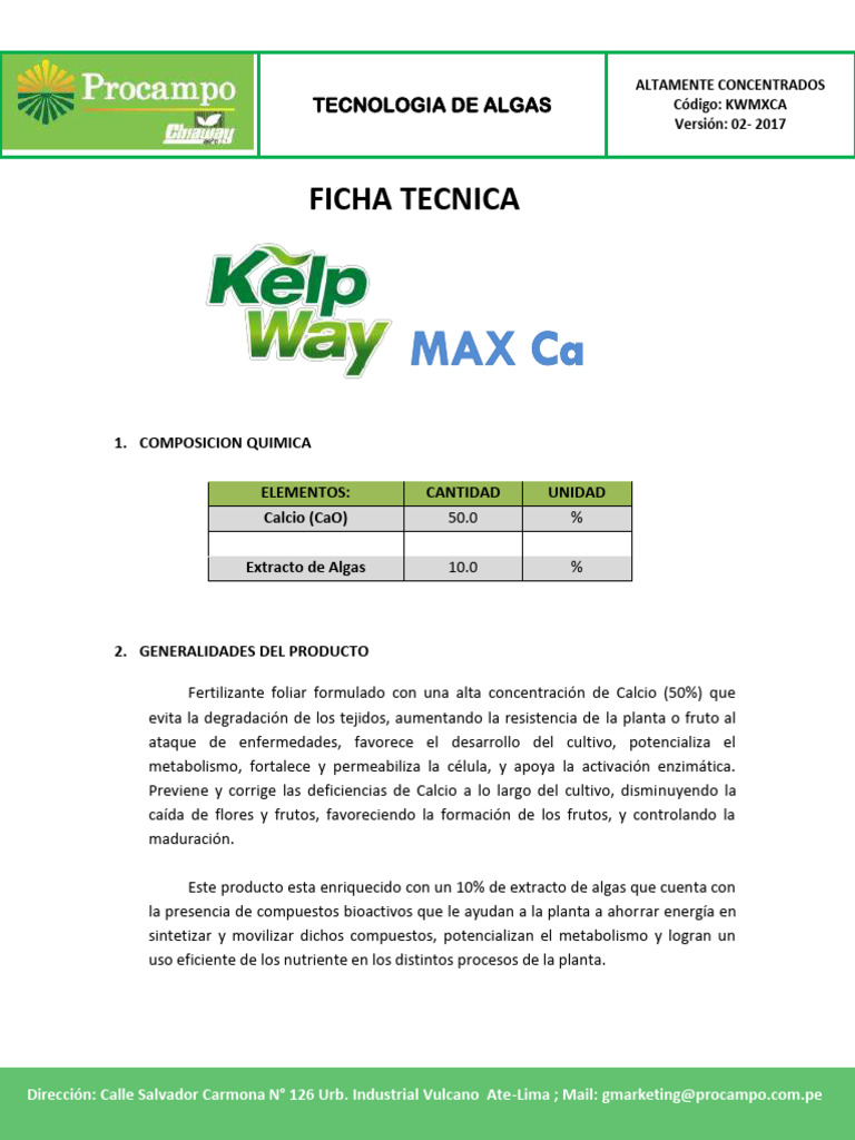 Kelp Way Max CA X 1 LT | PDF | Calcio | Agricultura