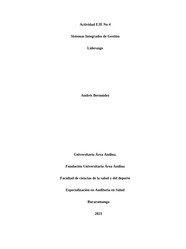 Sistemas de gestión eje 4 Andres B | PDF | Liderazgo | Business