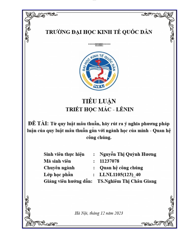 Tu Quy Luat Mau Thuan Hay Rut Ra y Nghia Phuong Phap Luan Cua Quy Luat 117872 | PDF